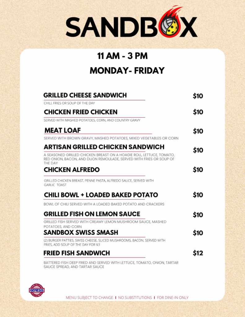 NEW Lunch Menu at Sandbox! – Sandbox